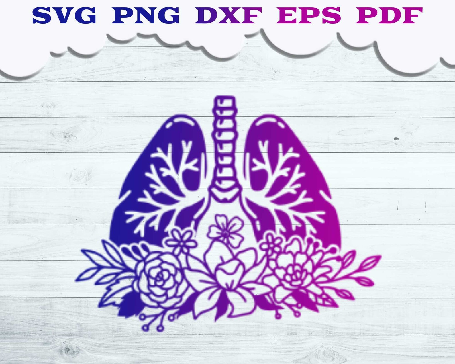 Floral Lung SVG Human Lung Svg Lungs Svg Flower Lung Svg - Etsy