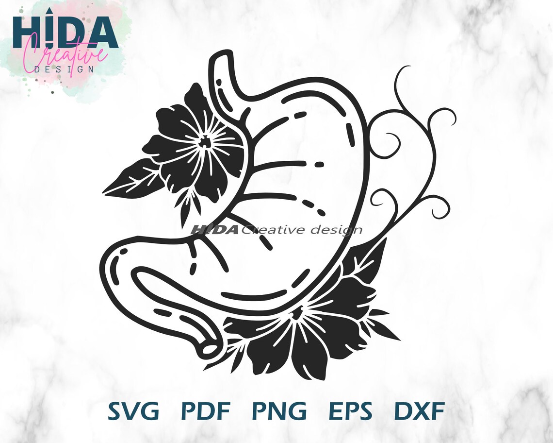 Stomach SVG File Floral Stomach Svg Stomach With Flower Svg - Etsy