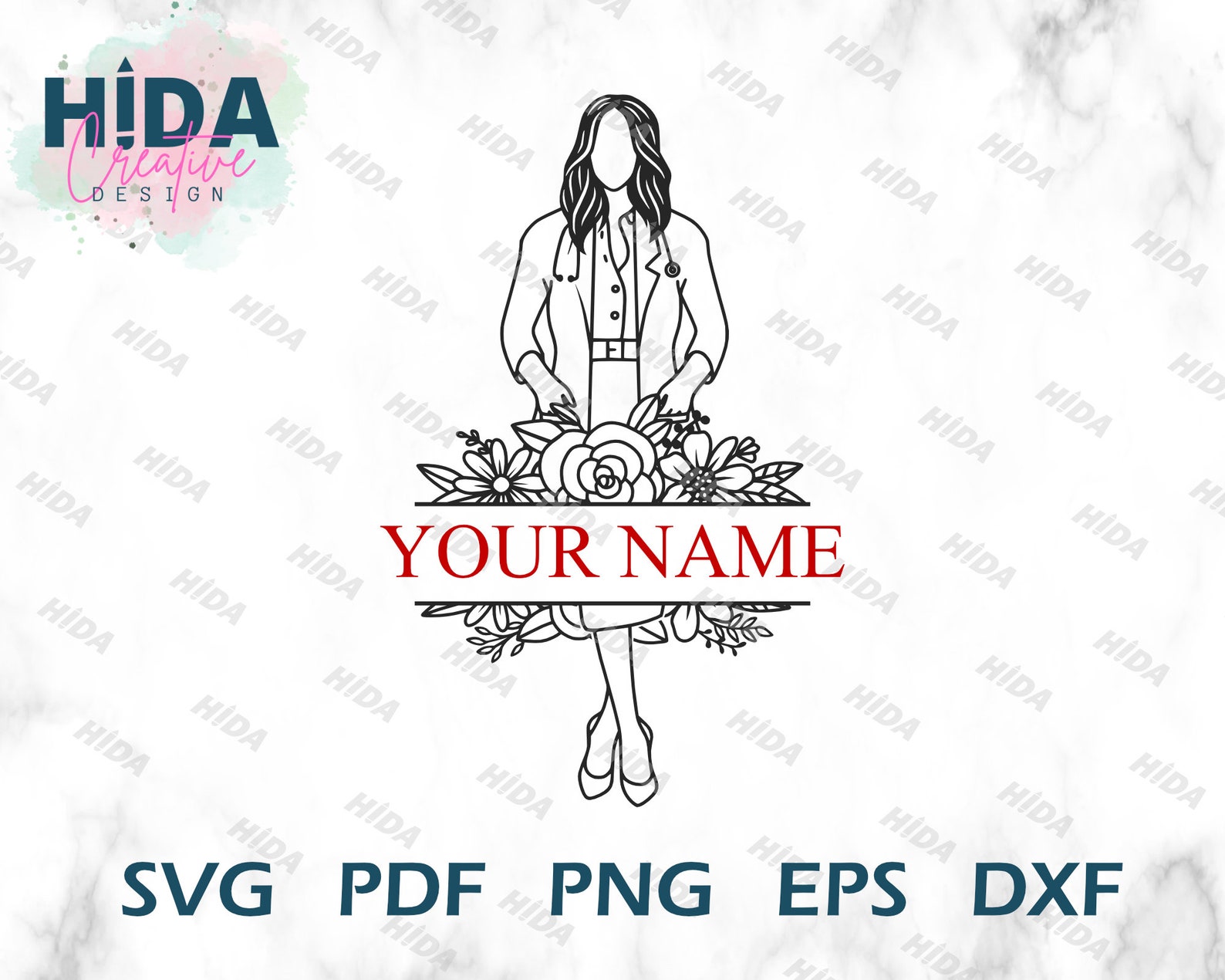 Nurse Split Monogram Frame SVG Nurse Monogram Frame Floral - Etsy