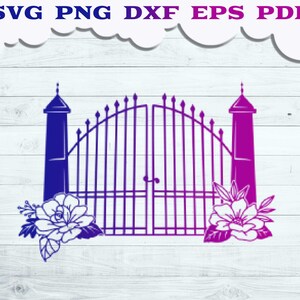 Floral Gate SVG, Gate With Flower Svg, Vintage Gate Svg, Iron Door Cut ...