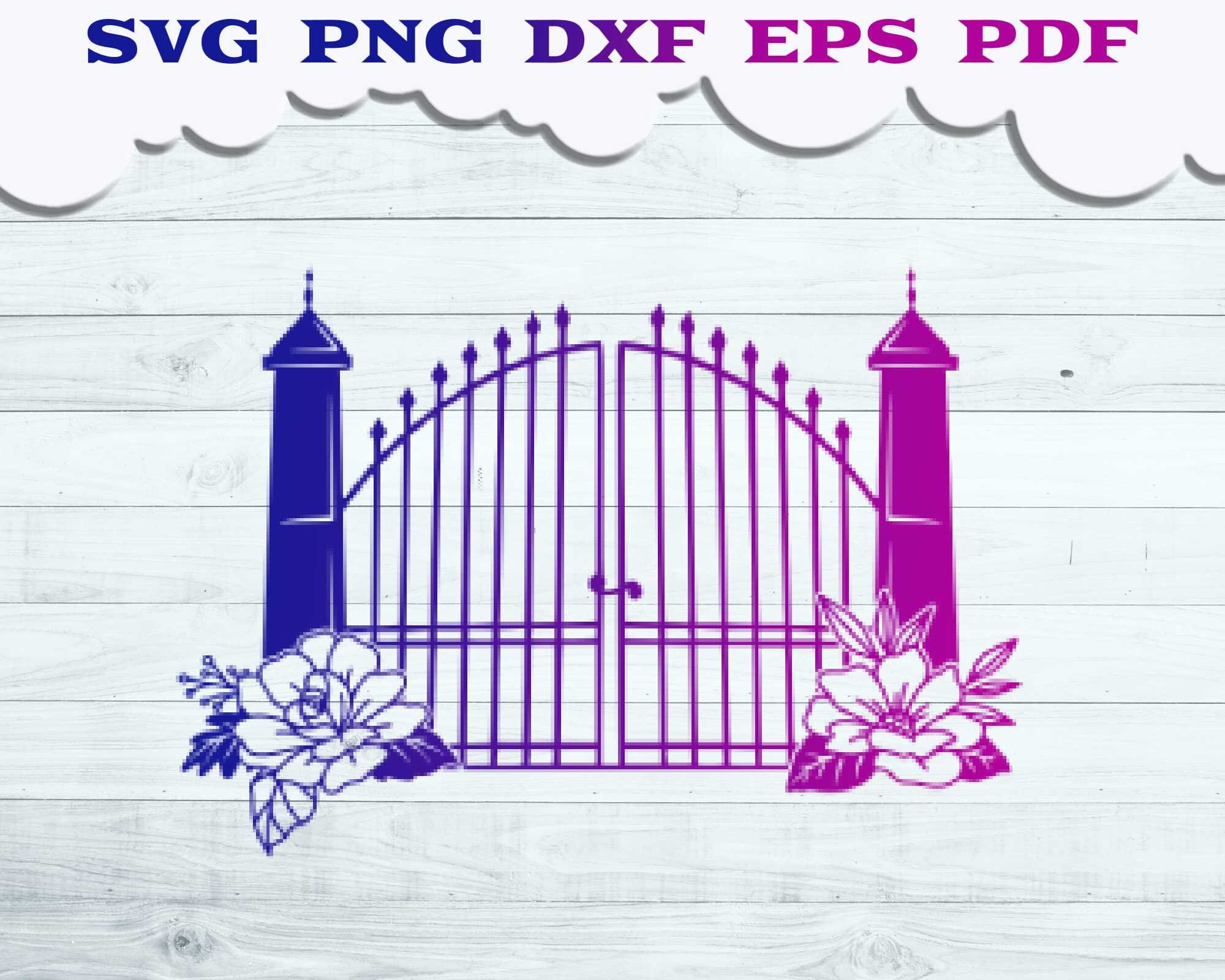 Floral Gate SVG, Gate With Flower Svg, Vintage Gate Svg, Iron Door Cut ...