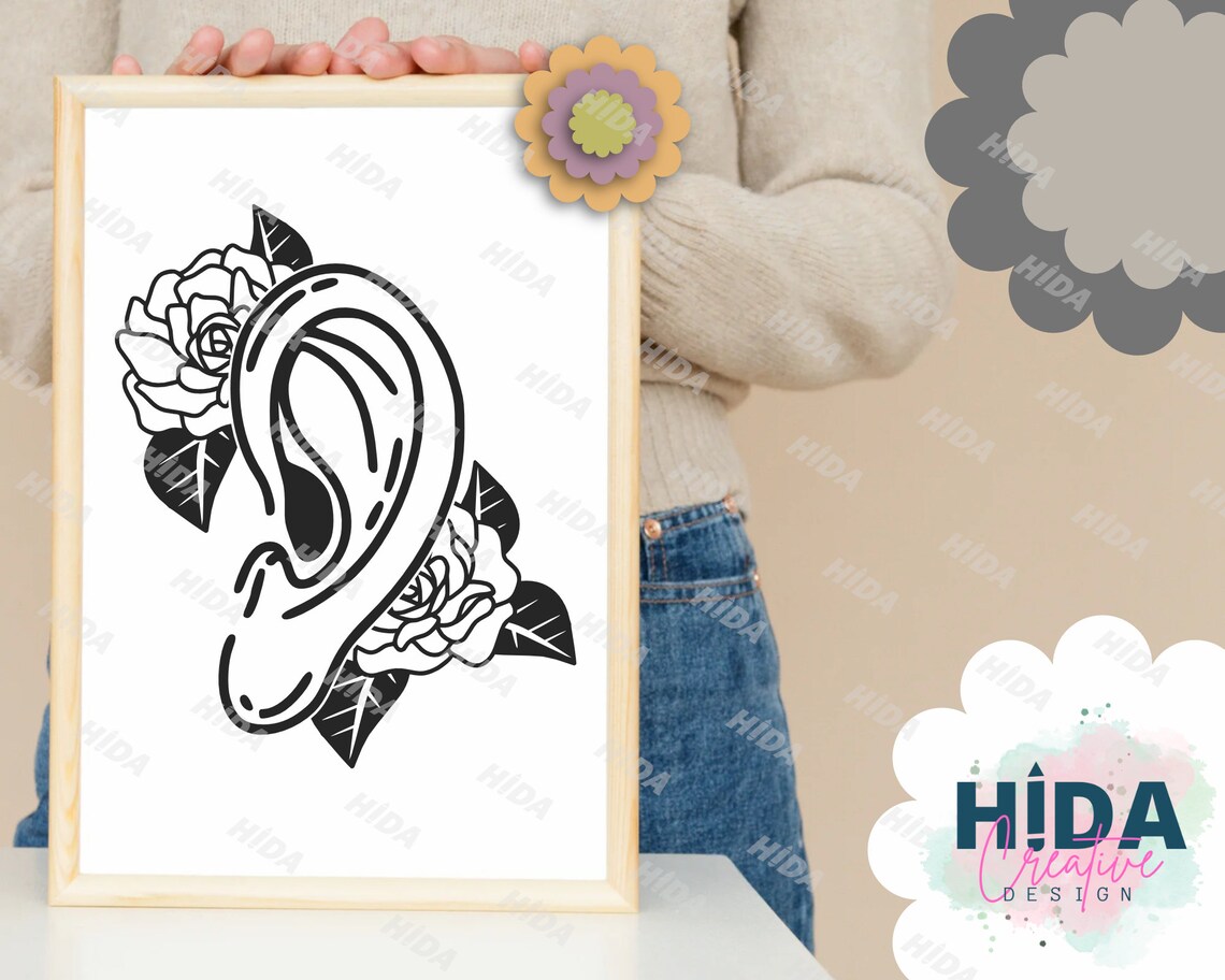 Floral Ear SVG File Ear With Flower Svg Human Ear - Etsy