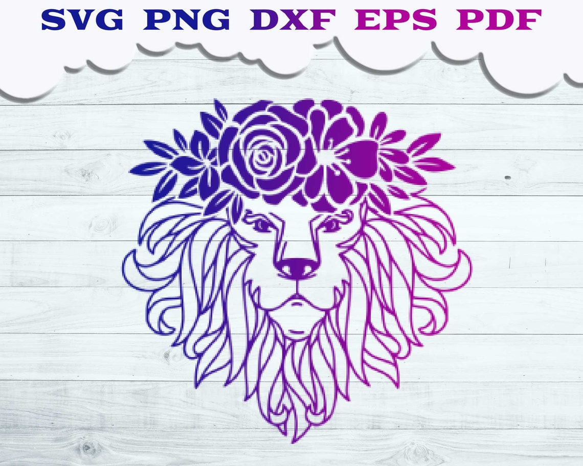 Lion SVG File, Floral Lion Svg, Lion Head Svg, Lion Face Svg, Wild Life ...