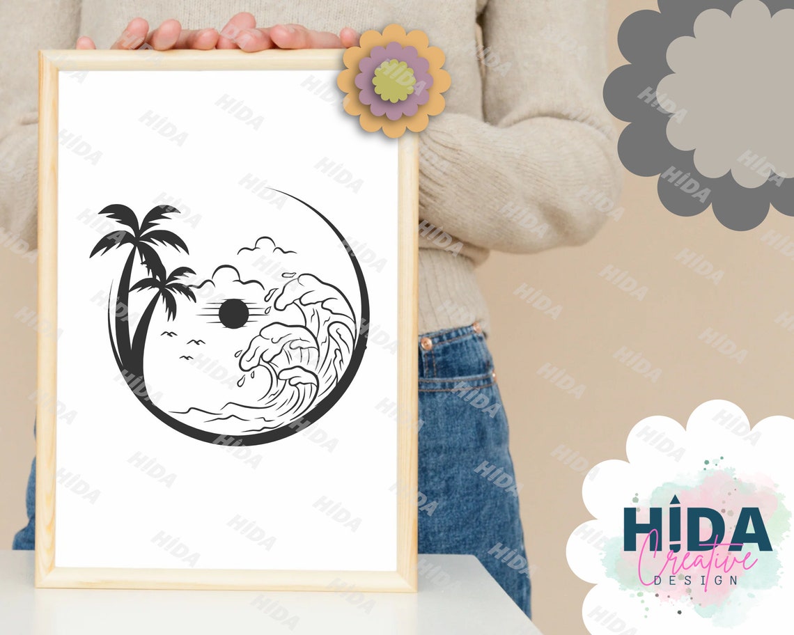 Wave SVG File Wave Summer Scene Svg Wave With Half Moon Svg - Etsy