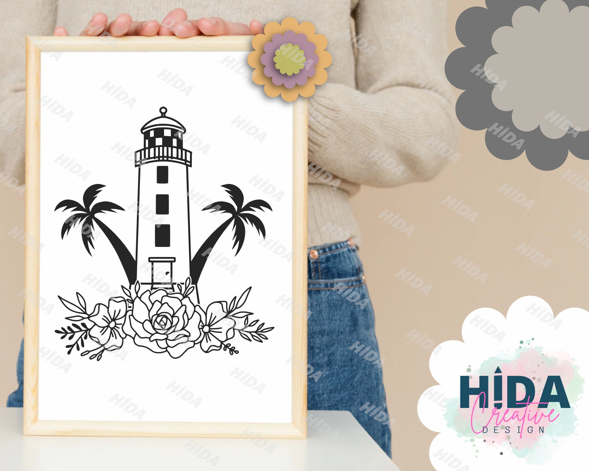 Archivo SVG del faro, Faro floral svg, Faro con flor Svg, Faro del ...