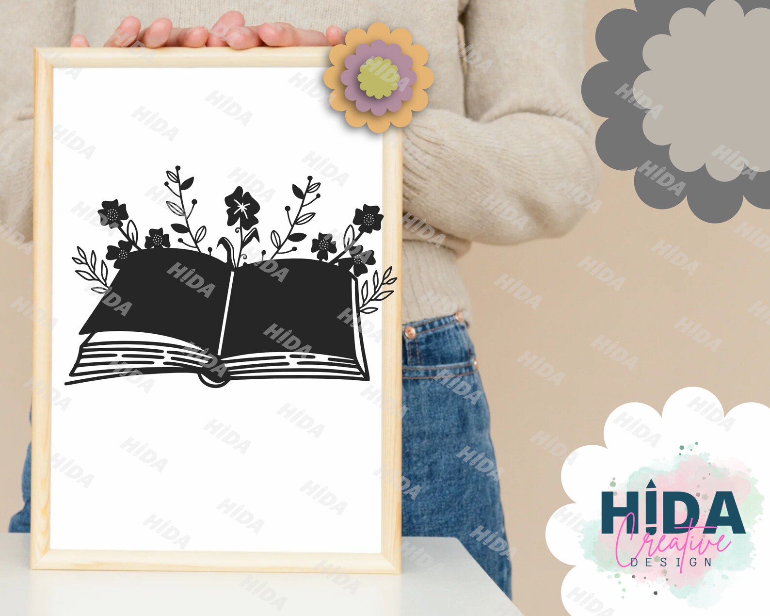 Floral Book SVG Book With Flower Svg Floral Book Cut File - Etsy