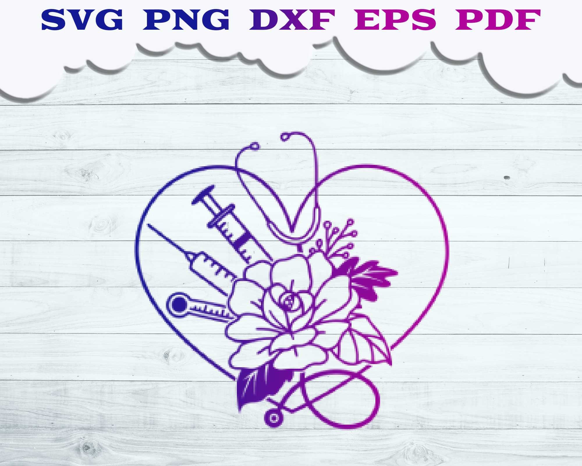 Nurse Love SVG, Floral Medical Tools With Love Svg, Nurse Frame Svg ...