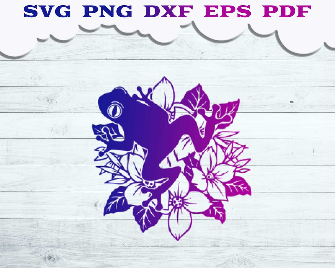 Floral Frog SVG, Frog on Flower Svg, Flower Frog Silhouette, Frog Cut ...