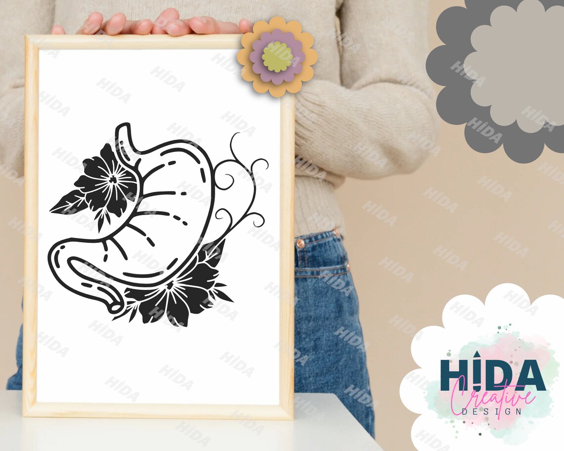 Stomach SVG File Floral Stomach Svg Stomach With Flower Svg - Etsy