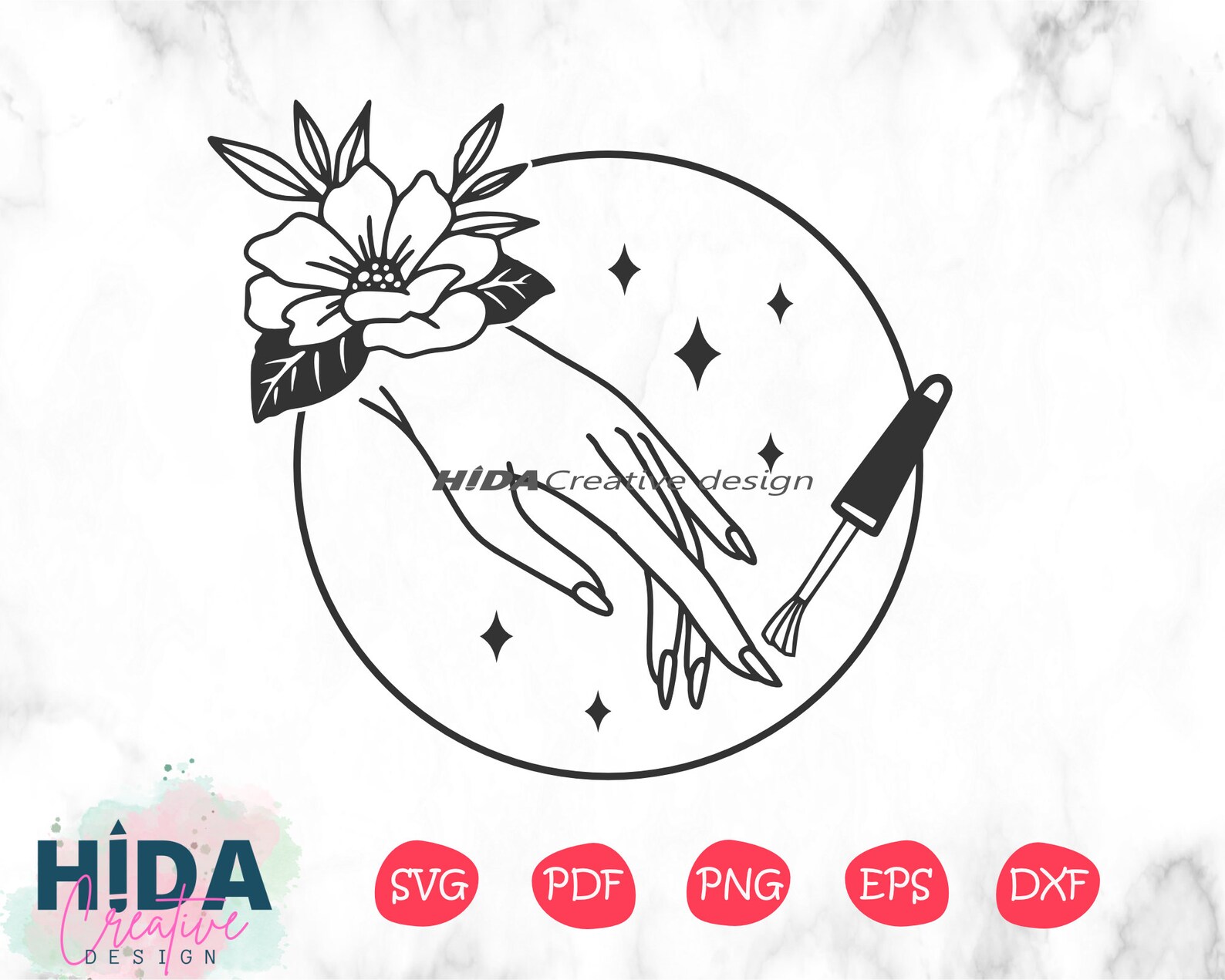 Floral Nail Art SVG Nail Art With Flower Circle Nail Art Cut - Etsy