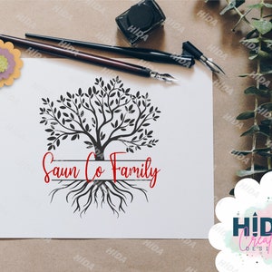 Split Love Tree SVG, Tree With Roots Svg, Monogram Tree Cut File ...