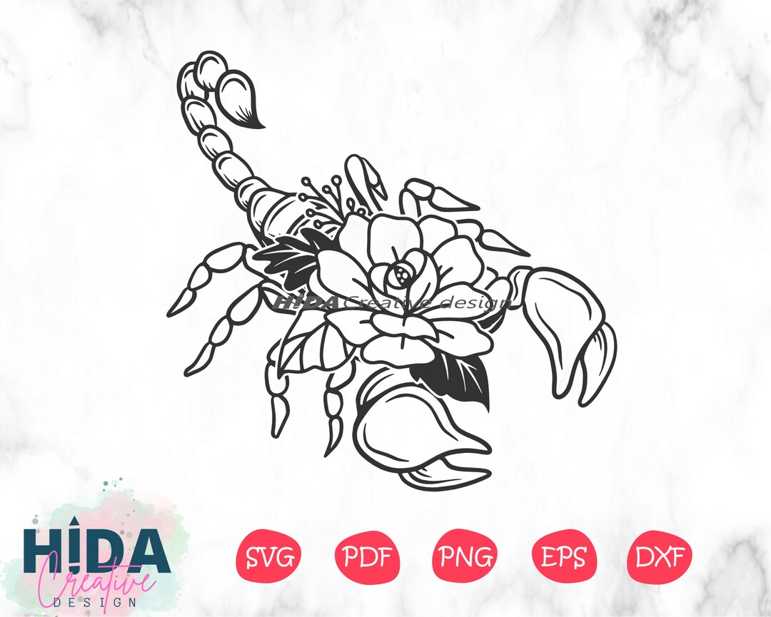Floral Scorpion SVG File Scorpion With Rose Svg Scorpion Cut - Etsy