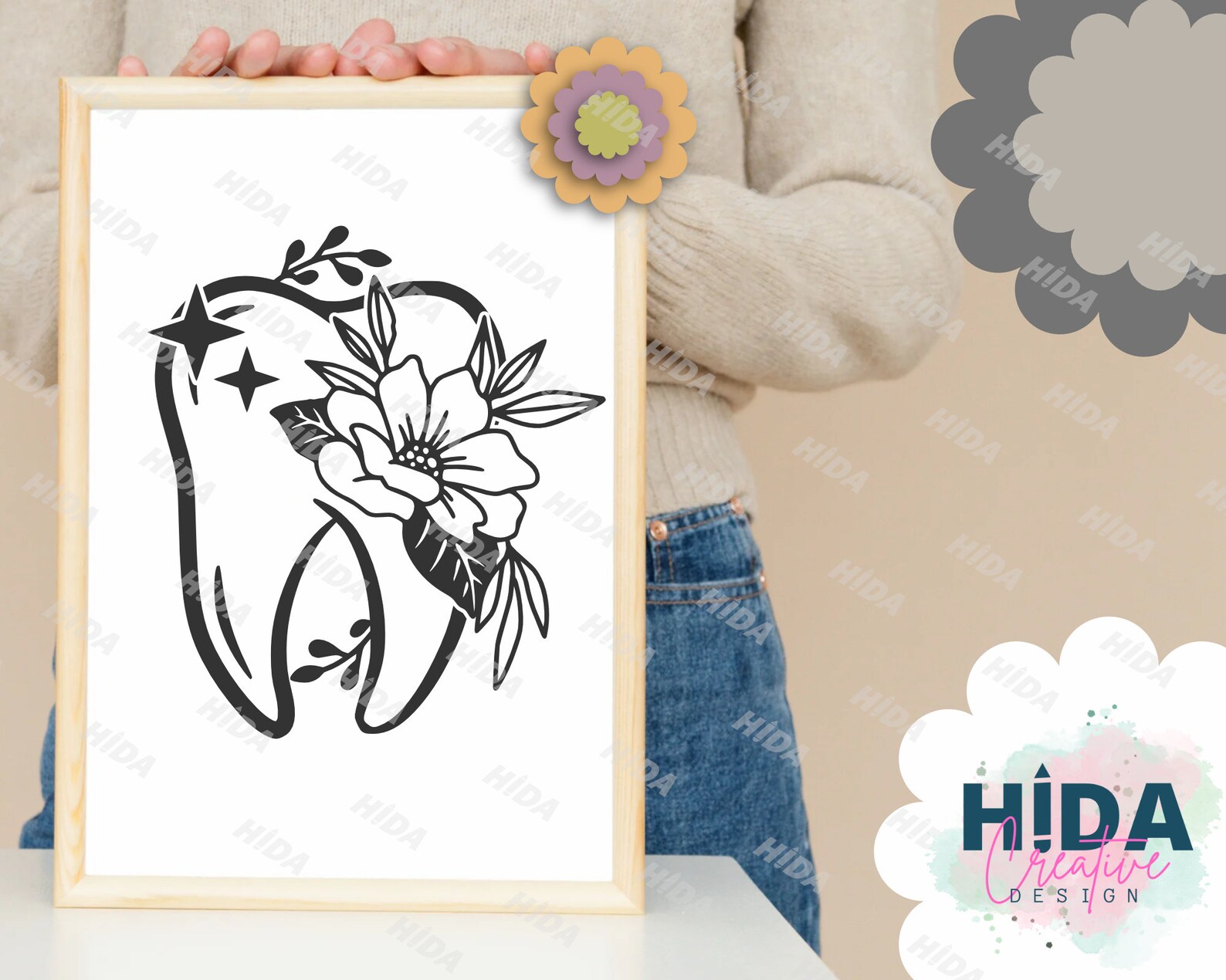 Floral Dentist SVG Dentist Svg Tooth With Flower for Dentist - Etsy