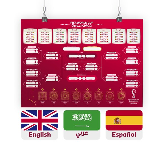 Qatar World Cup 2022 Printable Wallchart English Spanish - Etsy Australia