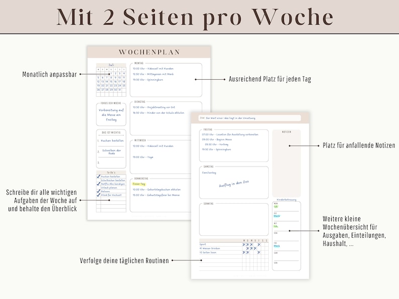 Undated Weekly Planner | Weekly Overview to Print as Planner Insert for ...