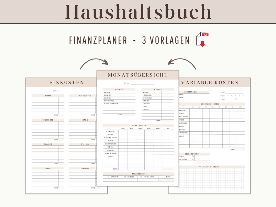 Haushaltsbuch monatlich Finanzplaner Budget Planner Sheet Ausdrucken ...