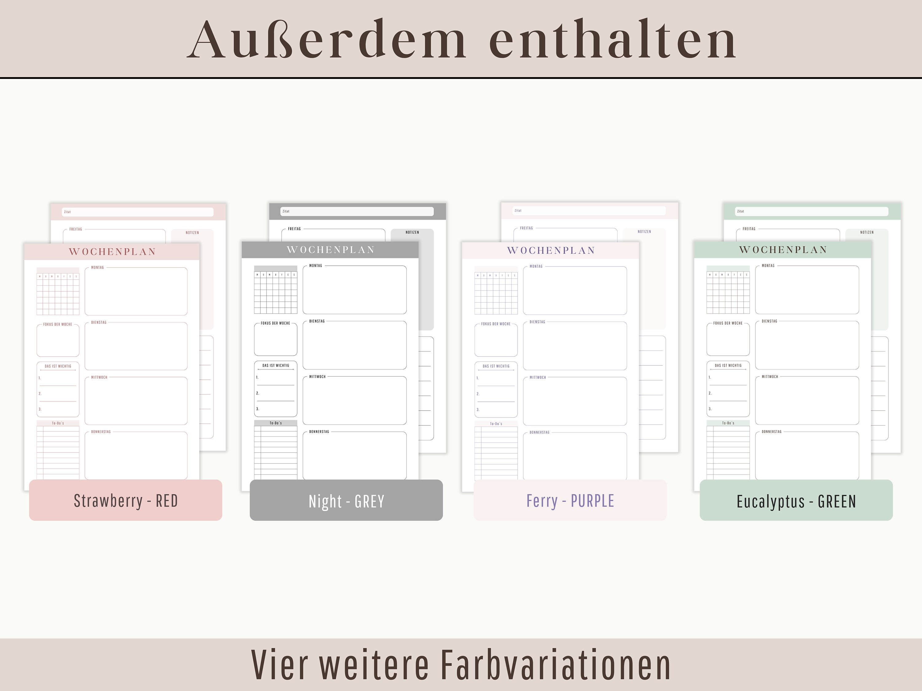 Undated Weekly Planner | Weekly Overview to Print as Planner Insert for ...