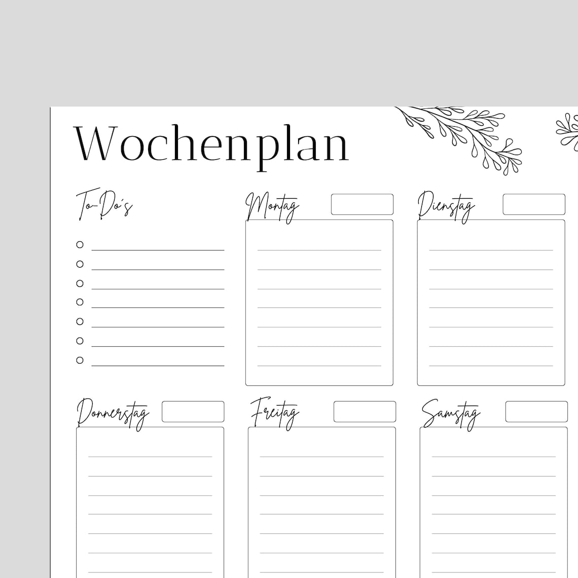 Wochenplaner DIN A3 und A4 digital DOWNLOAD Home Office - Etsy.de
