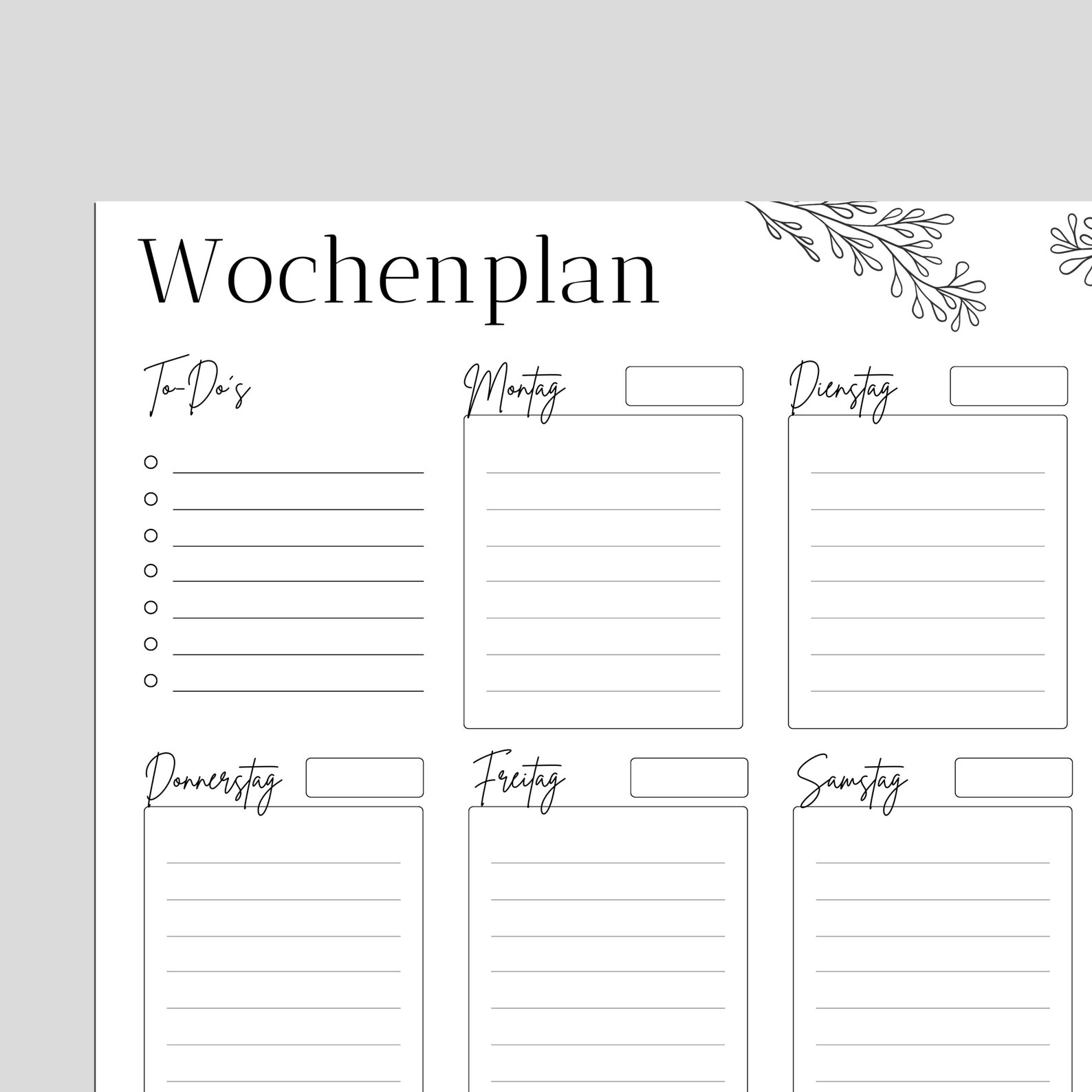 Wochenplaner DIN A3 und A4 digital DOWNLOAD Home Office - Etsy.de