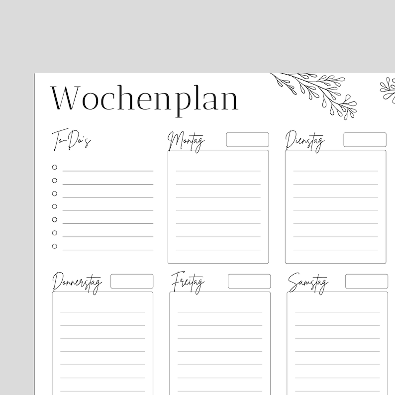 Wochenplaner DIN A3 und A4 digital DOWNLOAD Home Office - Etsy.de