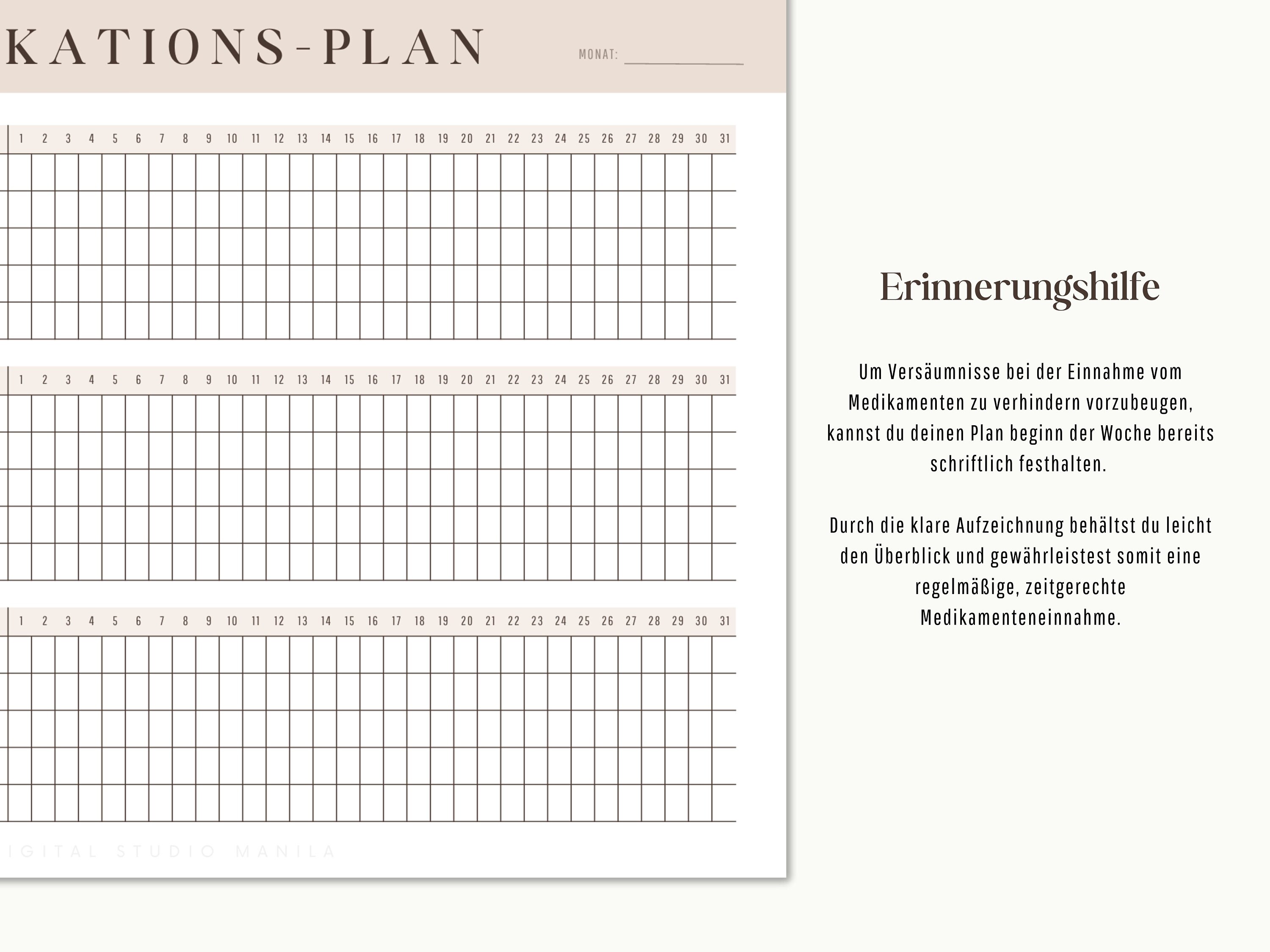 Medication Plan Monthly Template to Print | Medicine Chart Planner ...