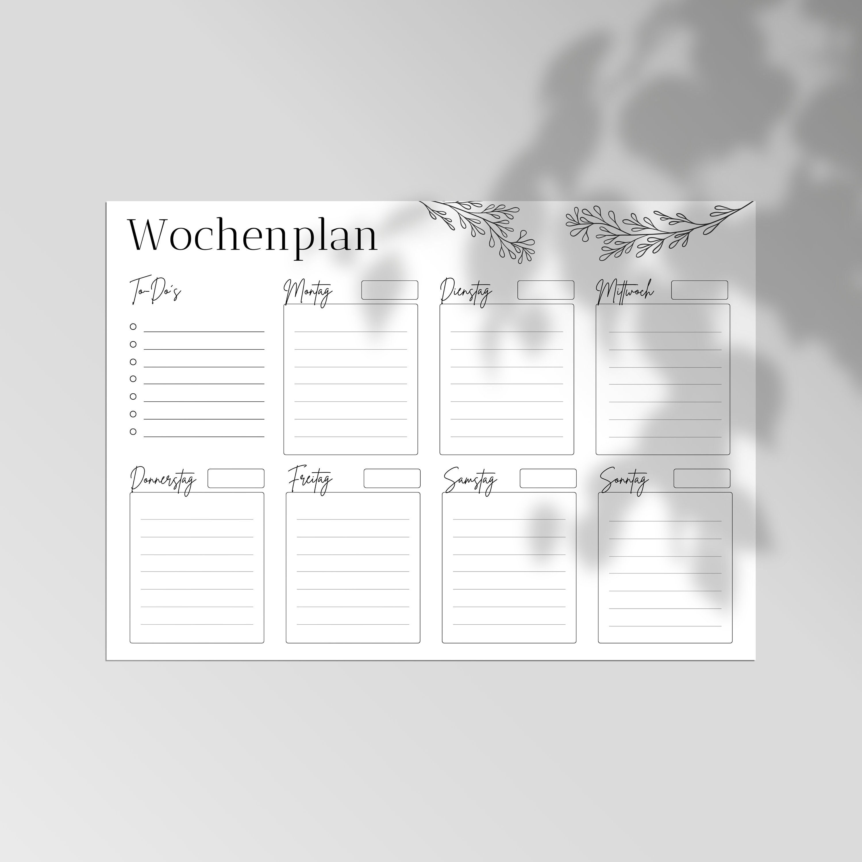 Wochenplaner DIN A3 und A4 digital DOWNLOAD Home Office - Etsy.de
