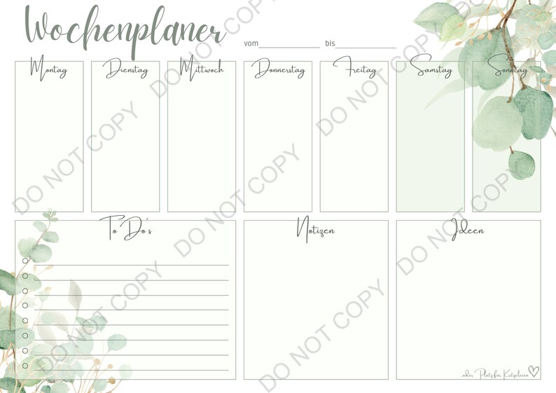 Weekly Planner With to Do List as a Digital Download in A3 and A4 ...