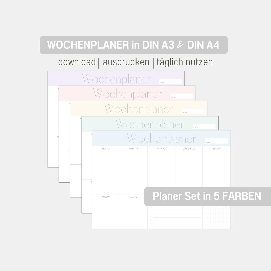 Weekly Planner DIN A3 and A4 | Home Office | To-do List German ...