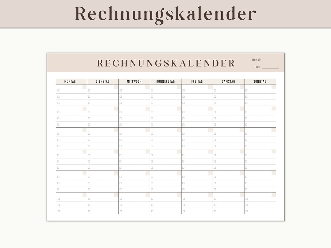 Invoice Calendar Payments Bill Tracker Budget Planner Planning Personal ...