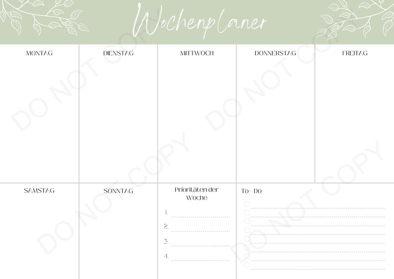 Wochenplaner DIN A3 und A4 Home Office To-Do Liste - Etsy.de
