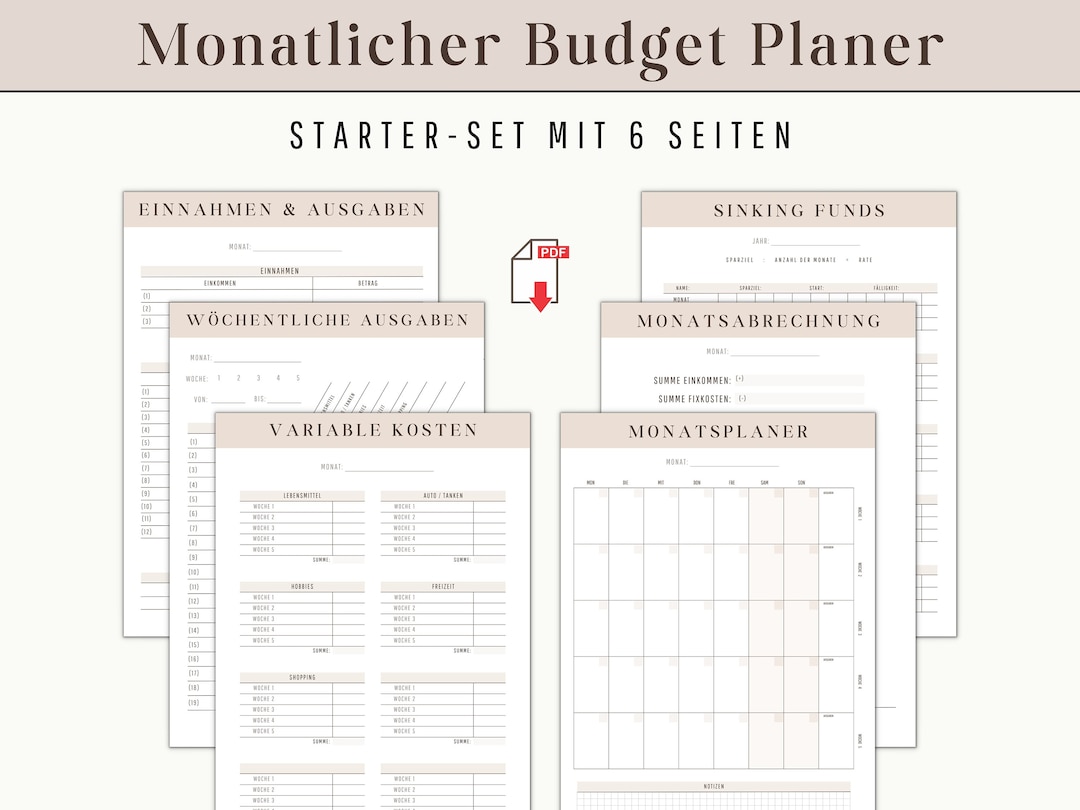 Budget Planer Anfänger Set | Monatlich Finanzplaner Vorlage für ...