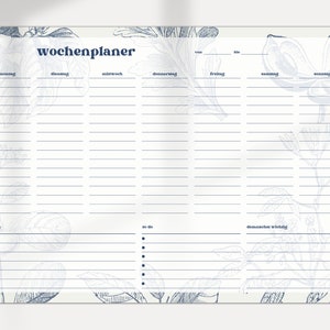 Weekly Planner Undated to Print Out in DIN A3 and A4 German Version ...