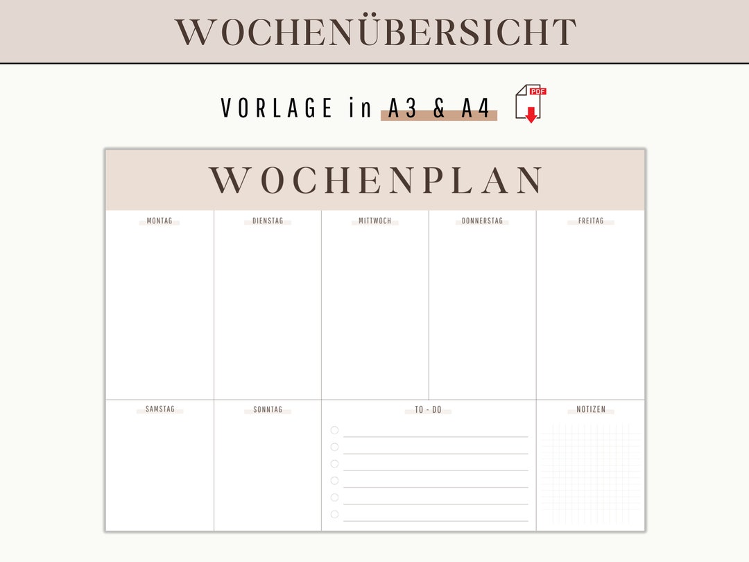 Weekly Planner DIN A3 and A4 To-do List Priorities for Family in German ...
