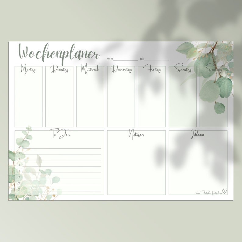 Weekly Planner With to Do List as a Digital Download in A3 and A4 ...