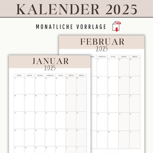 Calendar 2025 to Print | Wall Calendar 2025 German | Annual Calendar as ...