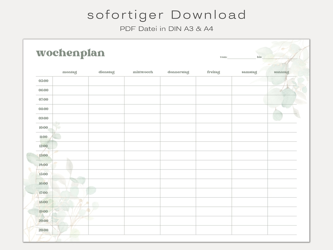 Wochenplaner zum Ausdrucken PDF DIN A3 und A4 | Prioritäten To-Do Liste ...