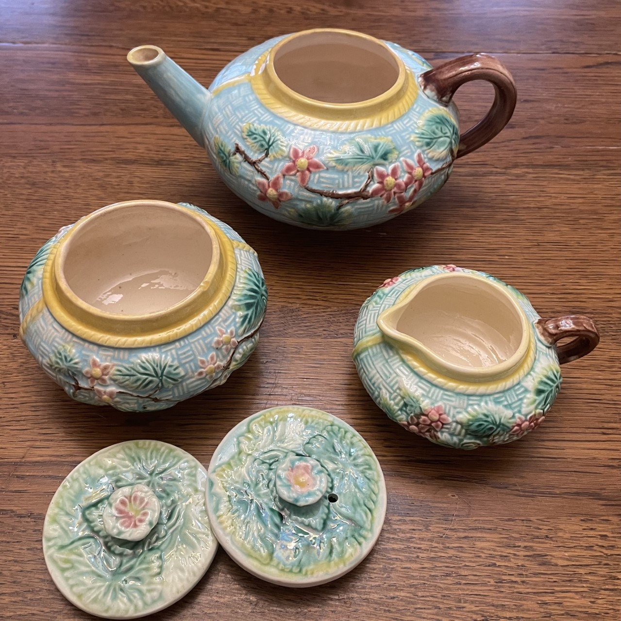 Hand Painted Tea Set Tea Pot With Sugar Bowl and Creamer - Etsy