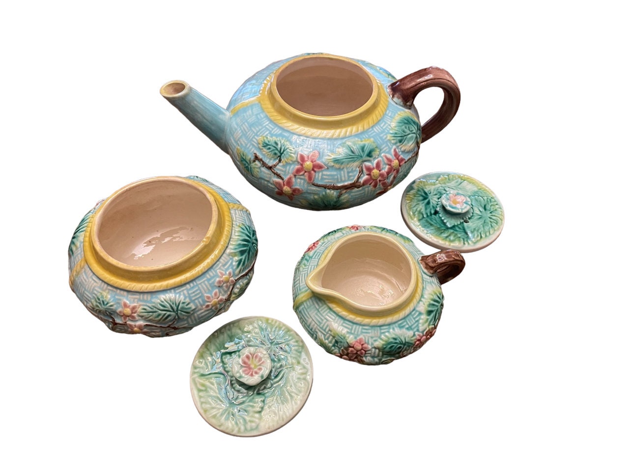 Hand Painted Tea Set Tea Pot With Sugar Bowl and Creamer - Etsy