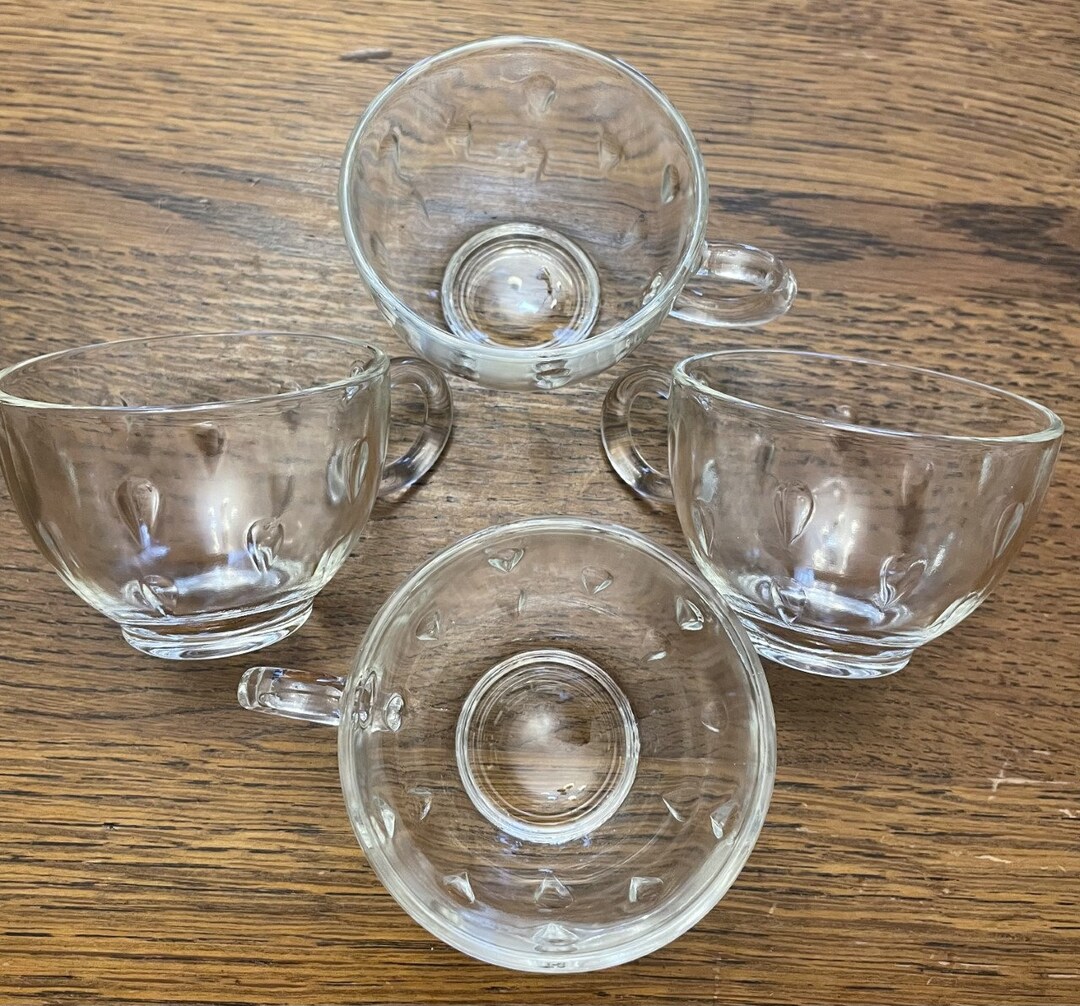 Hazel Atlas Tear Drop Cups Vintage Glass Cups Set of Four Tea or Punch ...