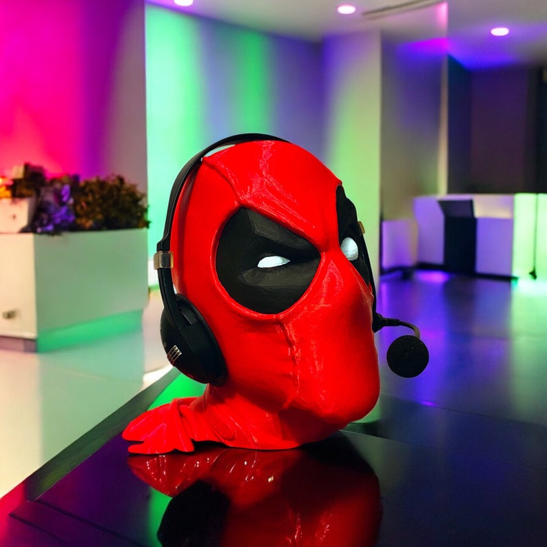 Deadpool Hand Painted Headphone Stand, 3d Print Deadpool Art ...