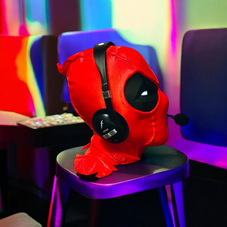 Deadpool Hand Painted Headphone Stand, 3d Print Deadpool Art ...
