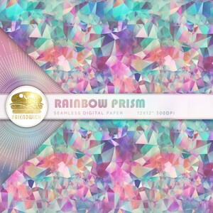 Iridescent Rainbow Digital Paper, Shiny Holographic Scrapbook Paper ...