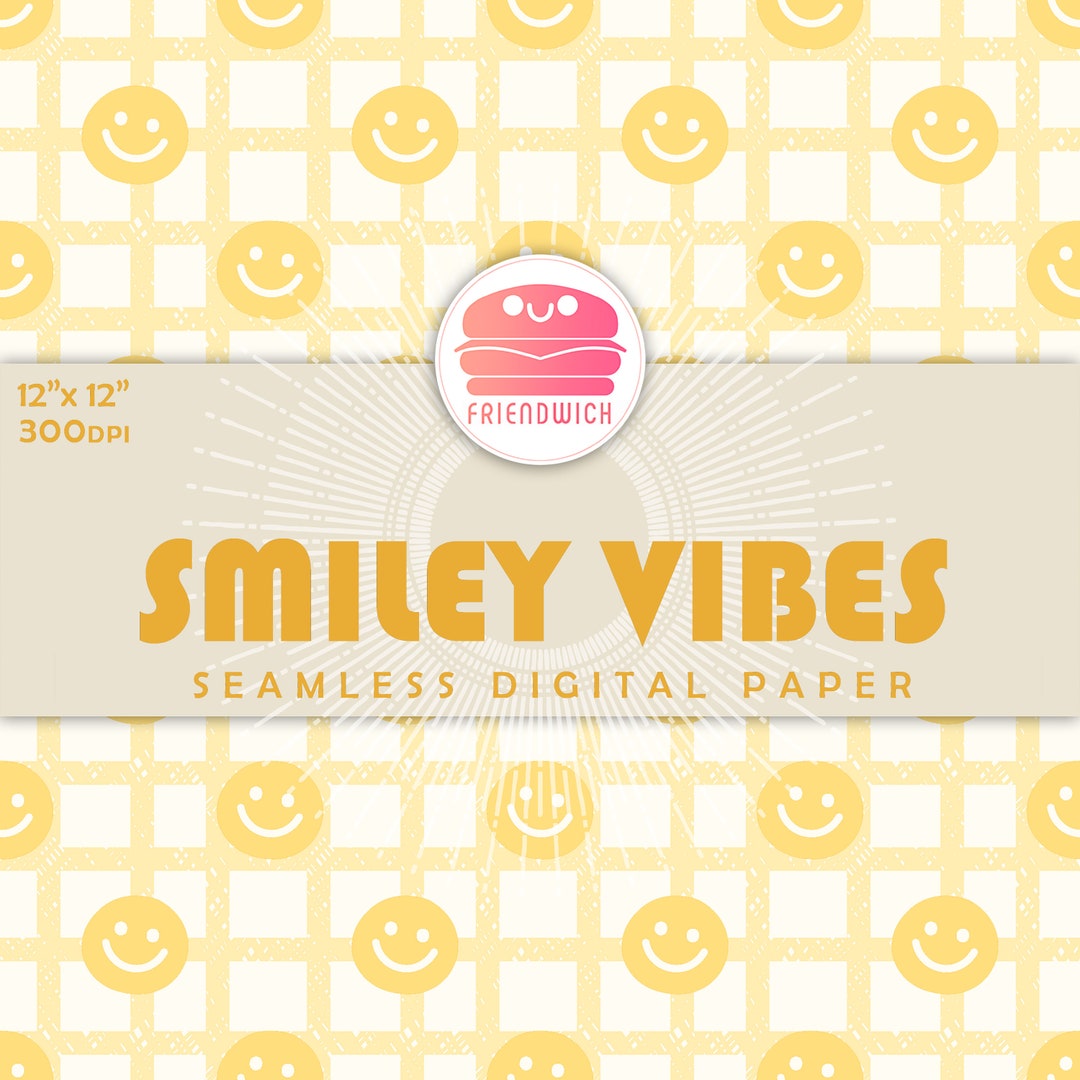 SMILEY VIBES, Groovy Retro Happy Face, Seamless Pattern, Smiley Face ...