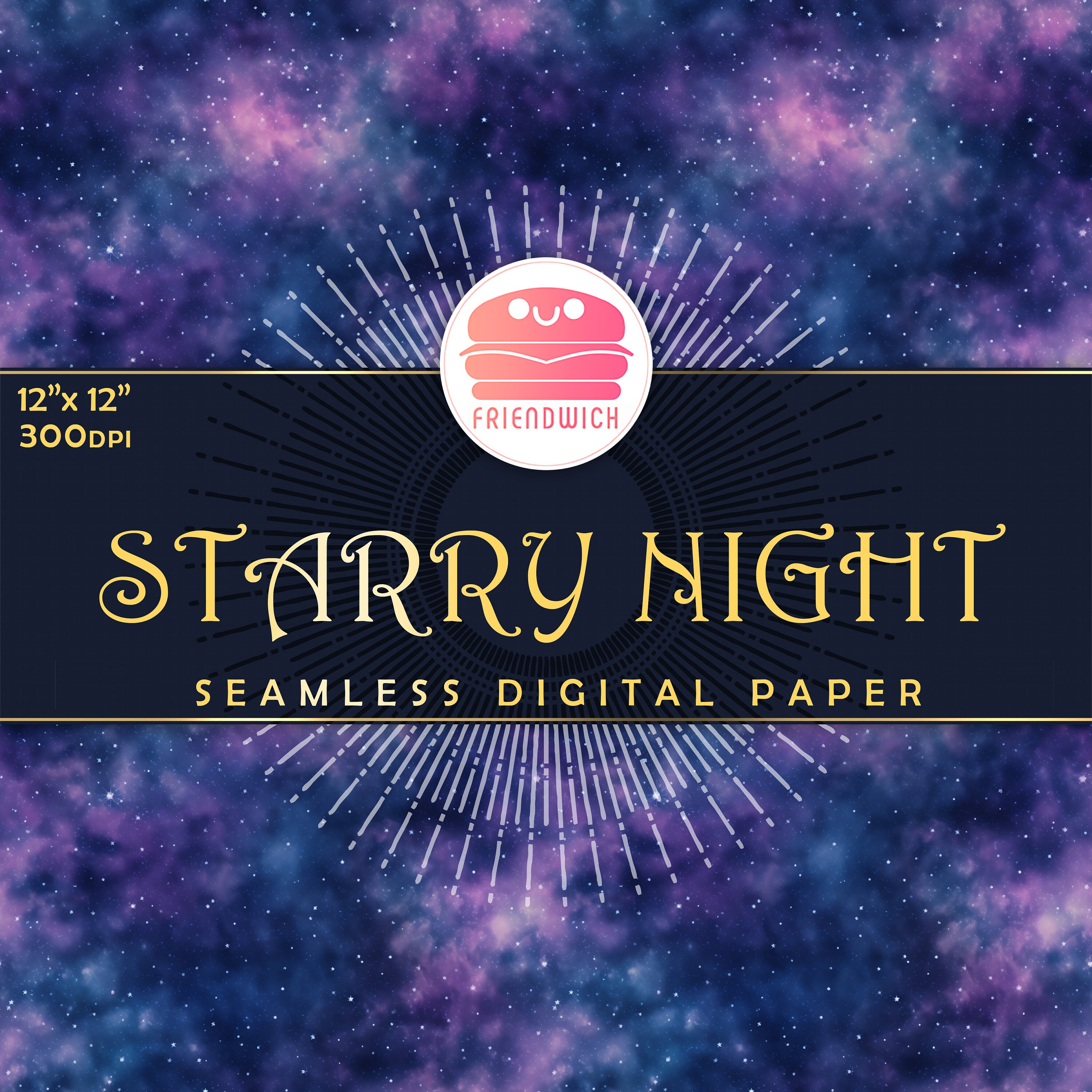 Starry Night Digital Paper, Galaxy Digital Paper, Seamless Textures ...