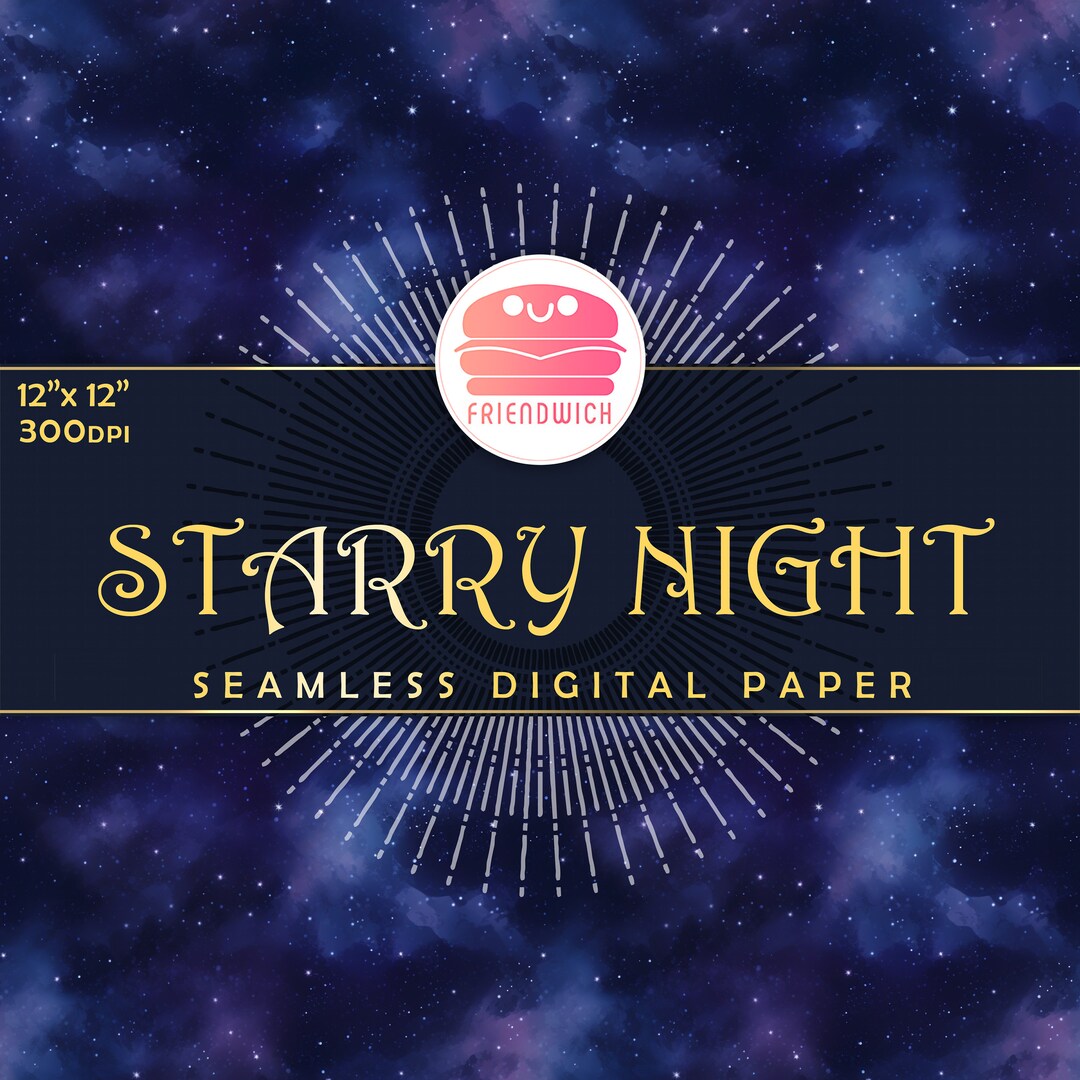 Starry Night Digital Paper, Galaxy Digital Paper, Seamless Textures ...