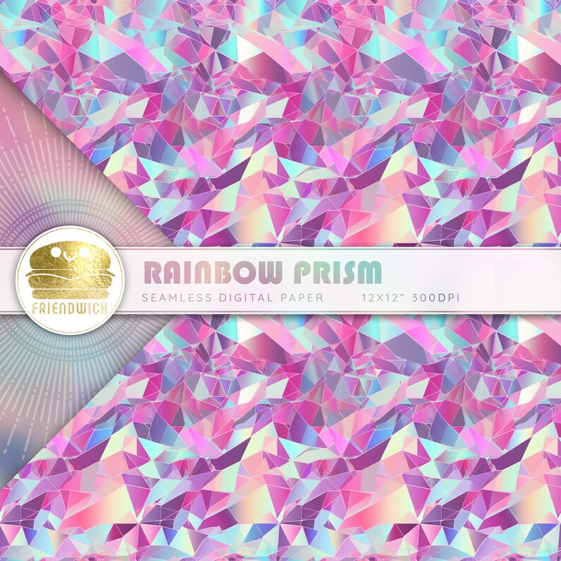 Iridescent Rainbow Digital Paper, Shiny Holographic Scrapbook Paper ...