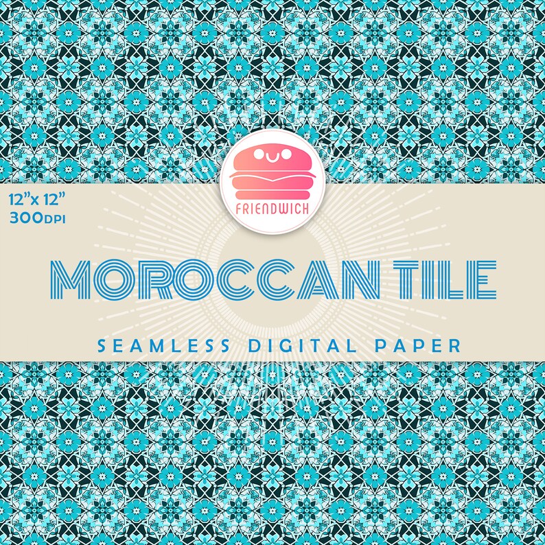 Moroccan Blue Tile Digital Paper Aqua Ornamental Scrapbook - Etsy