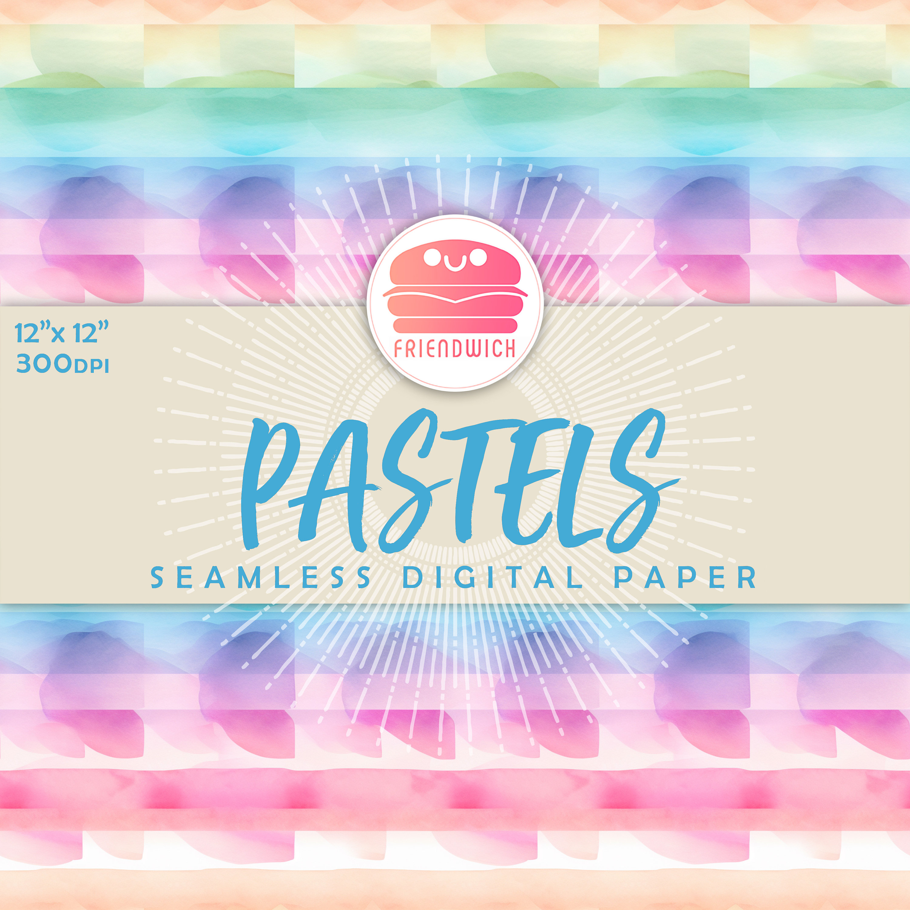 Pastel Digital Paper, Pastel Gradient, Pastel Rainbow Paper, Pink ...