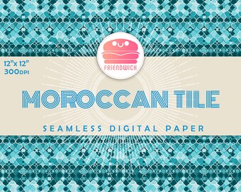 Blue Moroccan Digital Paper Set Blue Ornamental Scrapbook - Etsy UK