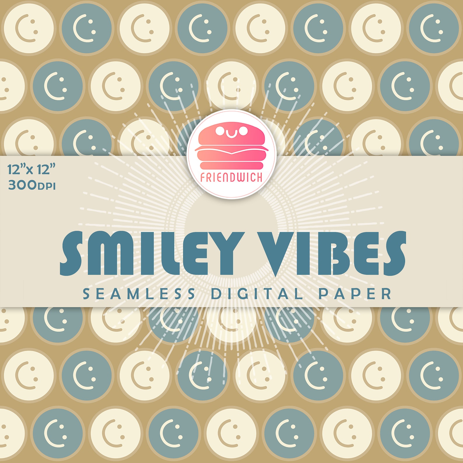 SMILEY VIBES, Groovy Retro Happy Face, Seamless Pattern, Smiley Face ...